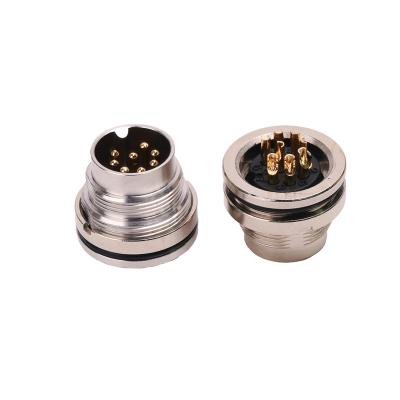 China M16 8 Pin Circular Connector Waterproof IP67 Front Panel Mount Shielded Solder 5A 60V for sale