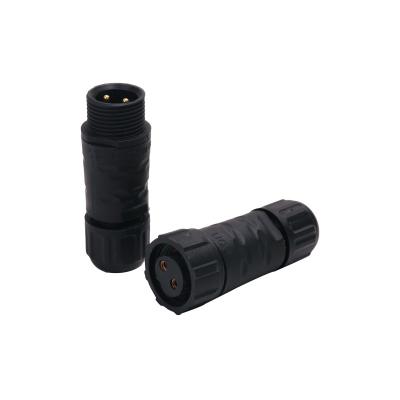 China M14 Circular Plastic Connector 2-Pin Female to Male IP68 Waterproof 15A Current Rating for sale