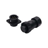 China Black 7pins Circular Plastic Connectors Female Assembly To Square Panel Connector for sale
