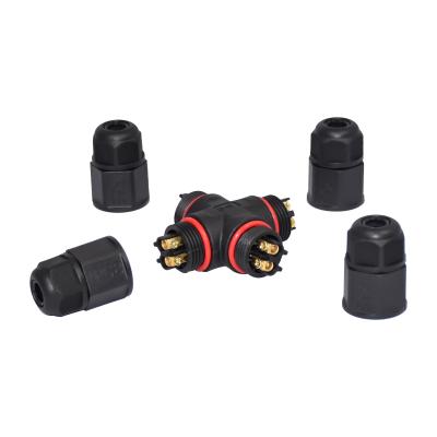 China L20 4-Wire Waterproof Connector 2 Pins IP67 Rated 250V 15A for Outdoor Lighting for sale