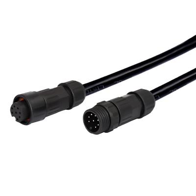 China Waterproof Plastic LED Light Cable Connector IP67 Rated 250V 20A with 2-12 Pin Options for sale