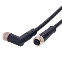 China Elbow M8 Male to Female Cable Connector 4P 5P 3P 8 Pin IP65 4A 60V for sale