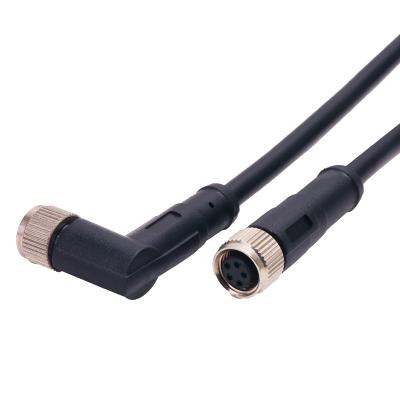 China Elbow M8 Male to Female Cable Connector 4P 5P 3P 8 Pin IP65 4A 60V for sale