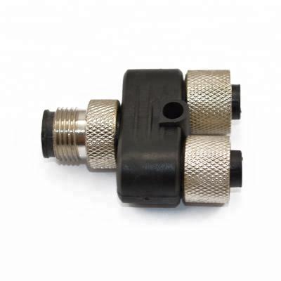 China IP67 Waterproof M12 Y Splitter Connector 2 Female to 1 Male 4 Pin A Coding for sale