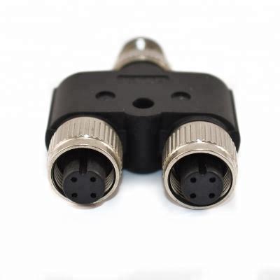China Customized Waterproof Y Type M12 8 Pin 2 Female to 1 Male Connector Adapter Splitter Cable IP67 for sale