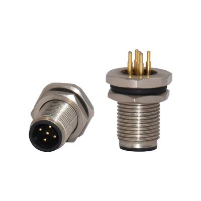 China M12 Waterproof IP67 5 Pin Male Panel Mount Connector 4A 250V for sale