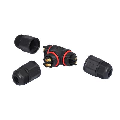 China M20 2 Pin IP68 Waterproof Power Cable Connector T Type 20A 250V Dual 2 Pin Outdoor for sale