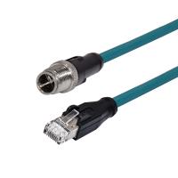 China M12 8pin X Coding Male to RJ45 Male Molded Shielded Waterproof Connector Cable IP68 for sale