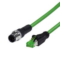 China M12 8pin A Coding Male to RJ45 Ethernet Molded Shielded Waterproof Connector Cable IP68 for sale