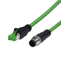 China M12 4pin D Coding Male To RJ45 Ethernet Molded Shielded Waterproof Connector Cable  IP68 for sale