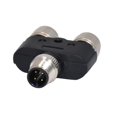 China M12 Y Shape Splitter Waterproof Connector One Male to Two Female Adapter IP67 4A for sale