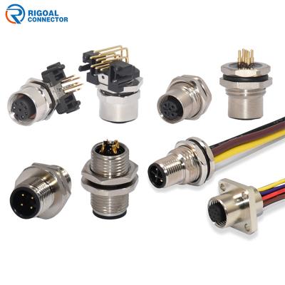 China Electrical Screw Male Female Panel Mount M12 Connector 3Pin 4Pin 5Pin A Code for sale