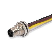 China Flange Scoket IP68 3pin Male Panel Mount M12 Waterproof Connector With Pigtail S Code Socket for sale