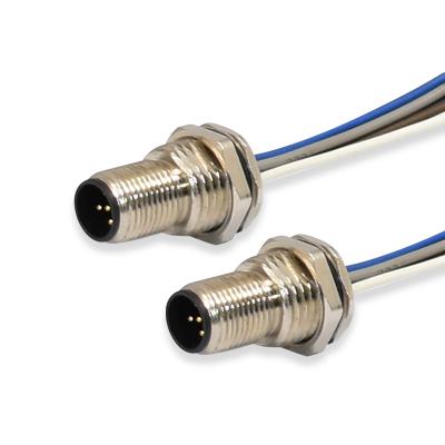 China M12 Male Front Panel Mount 5 Pin Waterproof Circular Connector IP67 60V for sale