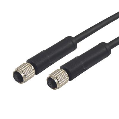 China IP67 M5 3 Pin Connector Straight to Female Molded 0.5m PVC Cable 60V 1A for sale