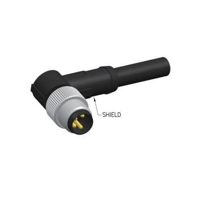 China RIGOAL M8 Waterproof Connector 3 Pin Male 90 Degree Shielded Circular Cable Connector IP68 for sale
