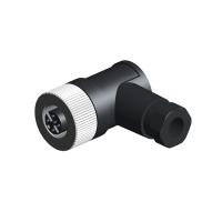 China M12 90 bend angle 4 pin  female A coding waterproof molded connector for sale
