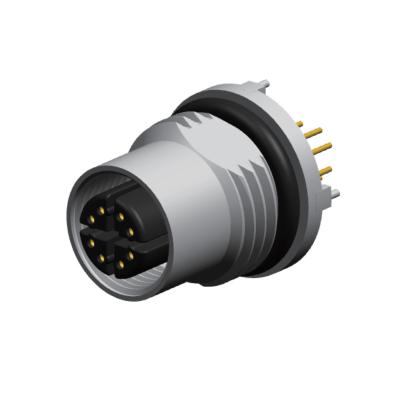China Straight Male 8 pin M12 Panel Mount Waterproof Connector Installation Board After PCB Terminals for sale