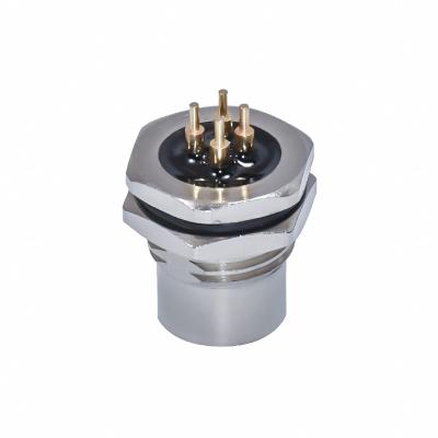 China M12 4 Pin D Coded Female Panel Mount Connector IP67 4A 250V Waterproof for sale