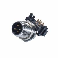 China M12 4-Pin A-Coding Female IP67 Waterproof Connector with Right Angle PCB Mount for Industrial Cameras for sale