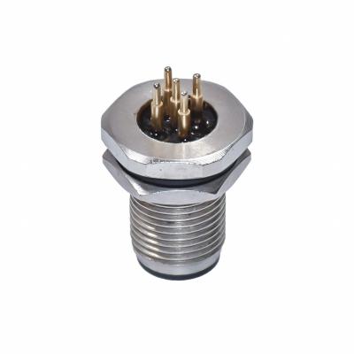China Electronics Housings 5 Pin Straight M12 Waterproof Screw Lock Wire PCB Panel Flang Connector for sale
