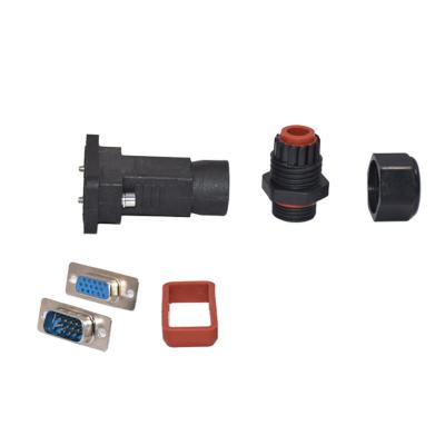 China ROHS 15 Pin Waterproof D-Sub Connector IP68 1000VAC VGA with -55°C to 125°C Temperature Range for sale