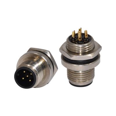 China 5P M12 Waterproof Connector Panel Back Panel Mount Solder Type Male Metal IP67 Socket for sale