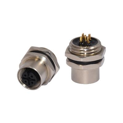 China IP 67 M12 A code front nut solder board panel mount male socket 5p for sensor/boat/industry for sale