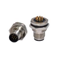 China M12 8 Pin Straight Male Solder Connector 300V 4A IP67 Panel Mount for Factory Automation for sale
