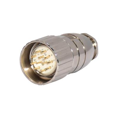 China IP67 M23 12 Pin Male Female Power Straight Plug Connector 150V Solder Type for sale