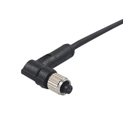 China Female 90 Degrees Molded M5 Cable Connector A Code 250VAC IP67 Waterproof 3-4 Pin 4A for sale