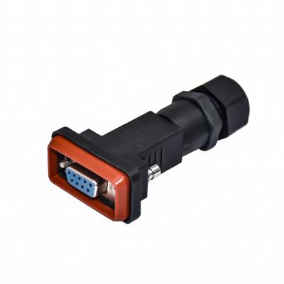 China D-SUB 9-Pin Female Waterproof Connector Field Wireable Assembly PA66 Material RoHS Compliant for sale