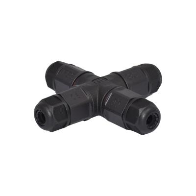 China PVC PA66 9mm Cable Waterproof Screw Connector 3 Pin Male IP68 500V for sale