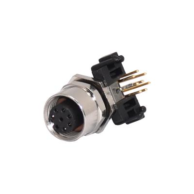 China 90 Degrees Male Panel Mount Pcb Waterproof Connector M12 8 Pin for sale