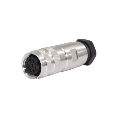China RIGOAL M16 Female Straight Metal Screw Connector 200V 2-24 Pin IP67 Rated for Automotive Applications for sale
