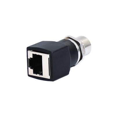 China M12 A/B Coding 4pin 8pin Female RJ45 Adapter 250V IP66 Waterproof Solenoid Valve Connector for sale