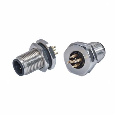 China 1.5A PA66 M12 A Coding Connector 5 Pin PCB Type Male Front Panel Mount for sale