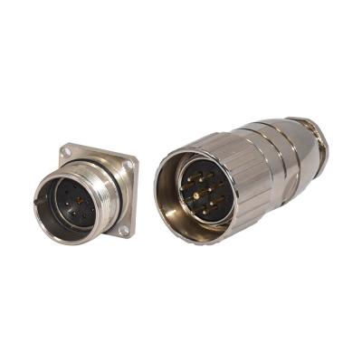China CuZn 10mm Cable M23 Male Waterproof Connector 30A 630V IP67/IP68 Straight Power Supply for sale