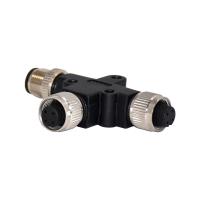 China M12 Waterproof T Type Adapter 4 Pin IP67 IEC 61076-2-101 TPU GF PA66 for sale