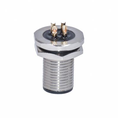 China AWG26 M12 Rear Panel Mount Connector D Coding 500V IP67 Waterproof 8 Pin for sale