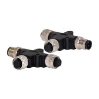 China M12 T Type 5 Pin Waterproof Connector 1 Male to 2 Female TPU IP67 Splitter for sale