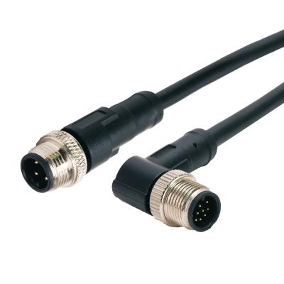 China M12 Waterproof Connector 5A Male Straight 90 Degree PA66 ROHS IEC61076-2-101 for sale