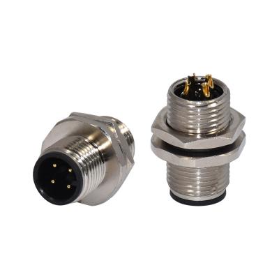 China A Code 4 Pin Male 0.5A M12 Panel Mount Waterproof Connector PG9 Fastening Thread for sale