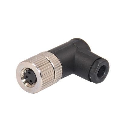 China IP67 PA66 M8 Female Solenoid Valve Connector 90 Degree 3 4 5 8 Pin TPU GF for sale