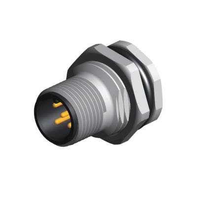 China PA66 M12 5 Pin B Code Front Panel Mount Waterproof Connector IP67 Copper Contact for sale