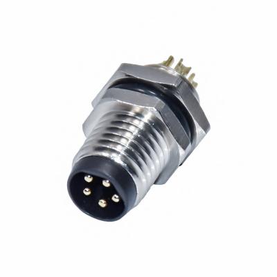 China M8 5 Pin Rear Lock Transparent TPU Flange Connector Solder IP67 Brass Male Panel Mount for sale