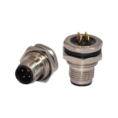 China M12 B Code 4 Pin Male Front Panel Mount Waterproof Connector IP67 1.5A PA66 for sale