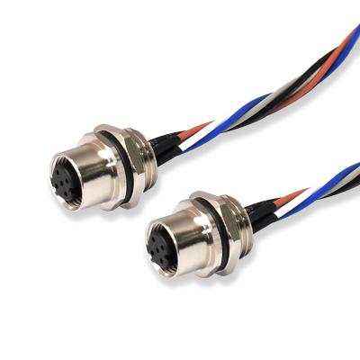 China PG9 Thread M12 Female Waterproof Connector Crimping Solder A B D Code PA Au With Wires for sale