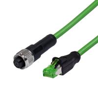 China M12 D Code Panel Mount Connector RJ45 Male Plug 1m Cat5e SFTP 22AWG for sale
