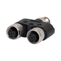 China M12 5P Solenoid Valve Connector Au Plating CuZn TPU Splitter Sensor Connector for sale